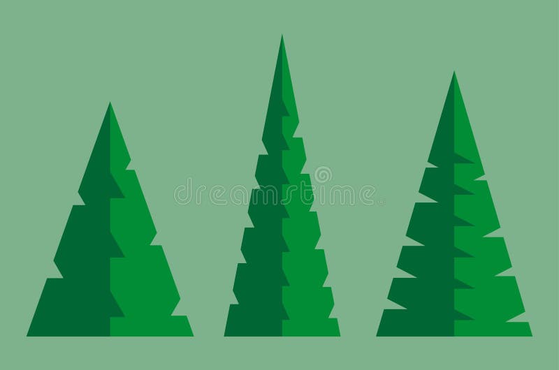 Three Triangle Shaped Needle Trees Vector Icon Stock Vector ...