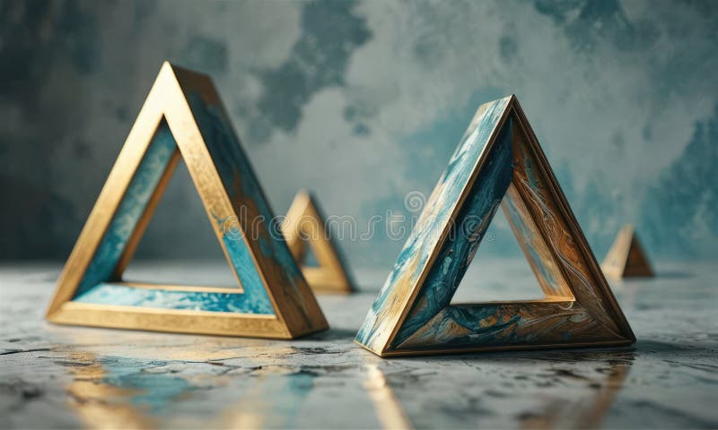 Three Triangles are Shown in this Image, with the Middle One Being Gold ...