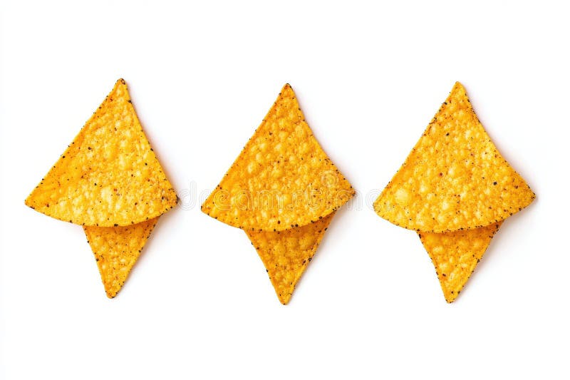 Three Triangular Corn Chips (tortilla Chips) Arranged in a Row Stock ...