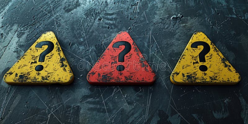 Three Triangular Signs with Question Marks. Suitable for Educational ...