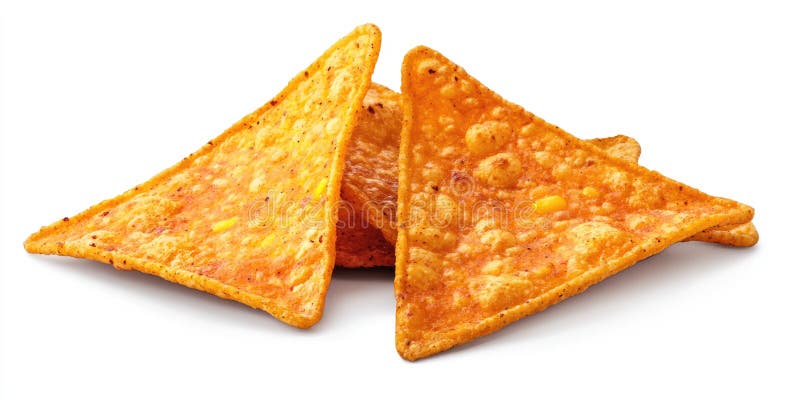 Three Triangular Tortilla Chips with a Spicy Seasoning Stock Image ...