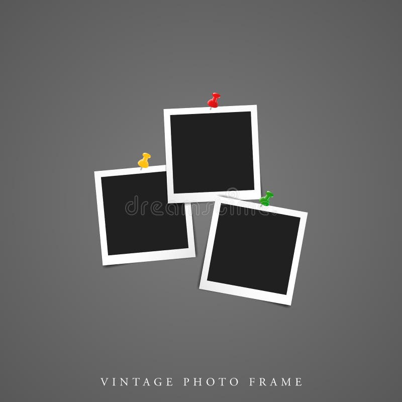 Three Triple Unique Blank Vintage Photo Frame Mock-up Stock Vector ...