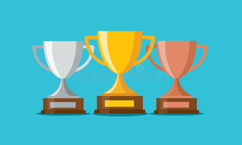 Three Trophy with Gold and Silver, Bronze. Vector Illustration Stock ...