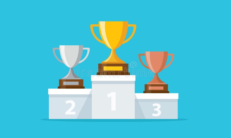 Three Trophy with Gold and Silver, Bronze. Vector Illustration Stock ...