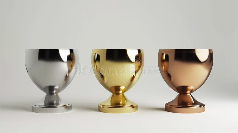 Three Trophy Design. Gold, Silver, and Bronze. First, Second, and Third ...