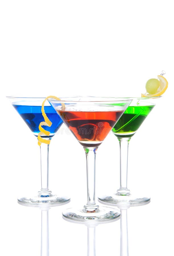 Three Tropical Martini Cocktails Drink Stock Photo - Image of drop ...