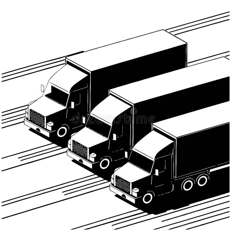 Three Trucks are Parked in the Motor Pool Stock Illustration ...