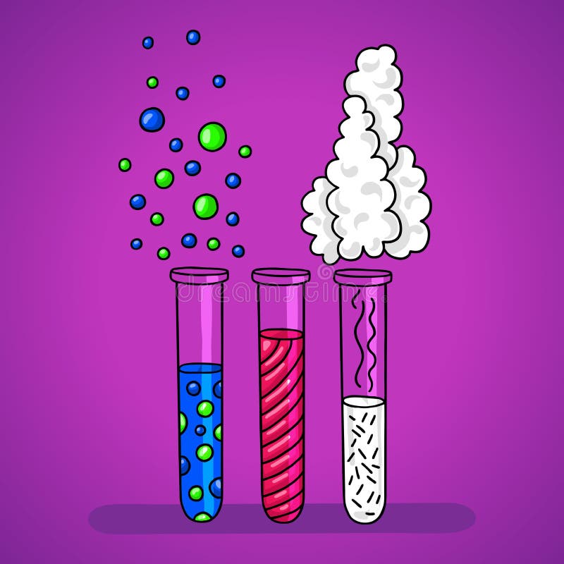 Three Tubes With Solutions Of Chemical Reaction Stock Vector - Image ...