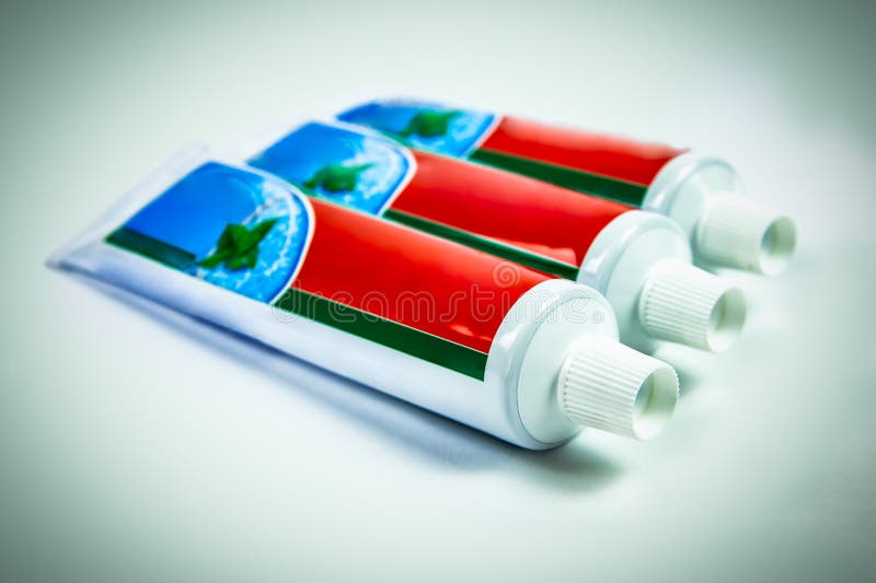 Three Tubes of Toothpaste Isolated on White Stock Photo - Image of ...