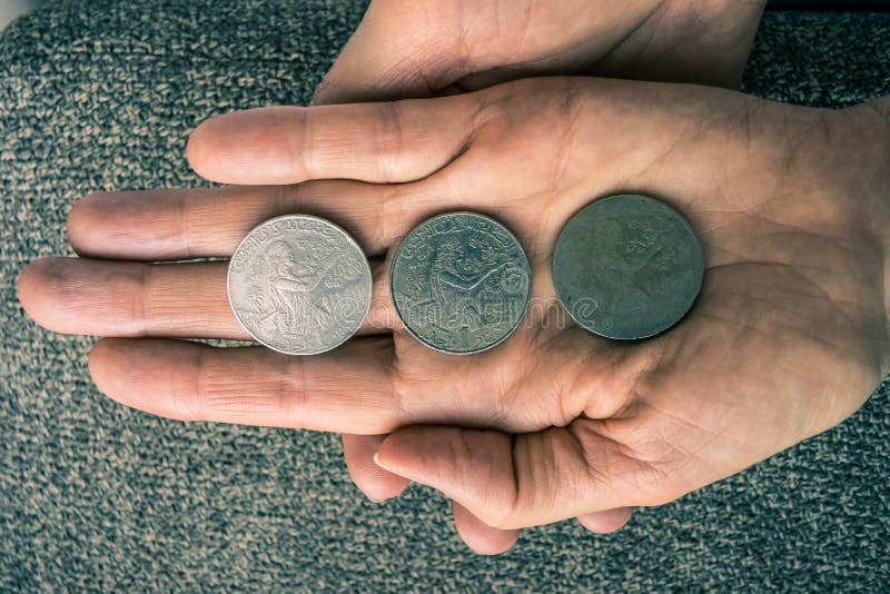 Three Tunisian Coins on the Woman S Palm Stock Photo - Image of center ...