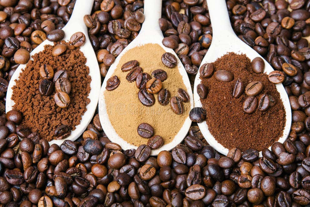 Three types of coffe stock photo. Image of grounds, coffee - 81902238