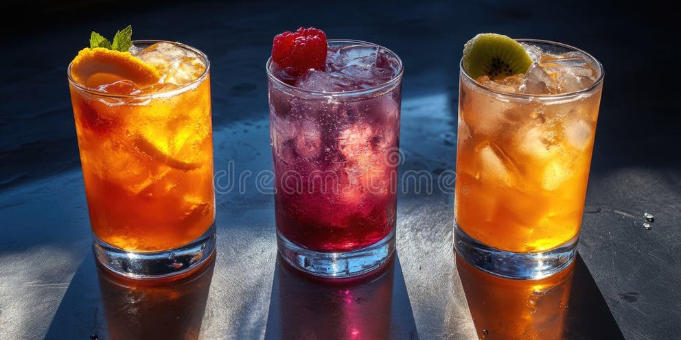 Three Types of Drinks on Table Stock Image - Image of snack, restaurant ...