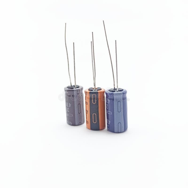 Three Types of Electrolytic Capacitor Stock Image - Image of small ...