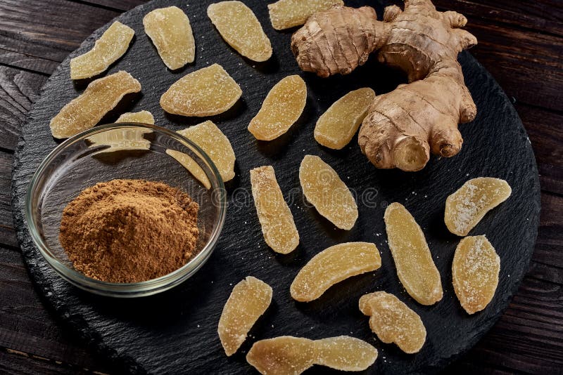 Three Types of Ginger. Ginger Root, Ground Ginger and Dry Fruit Ginger ...