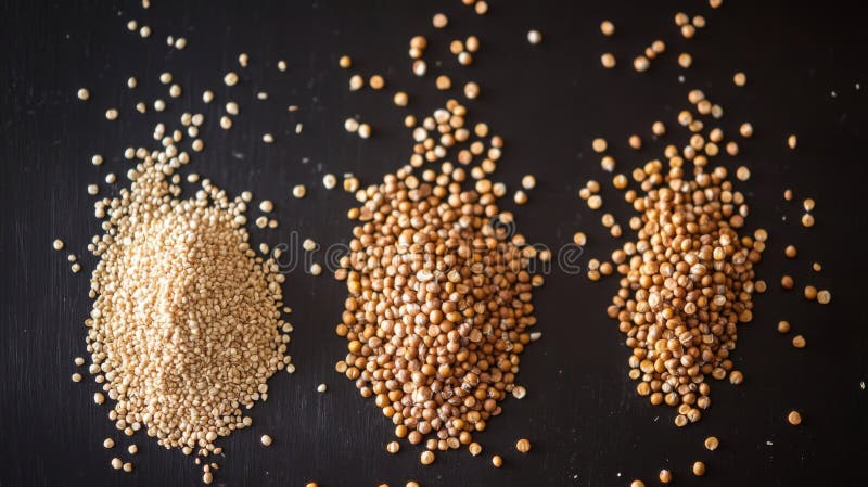 Three Types of Grains on Dark Background Stock Illustration ...