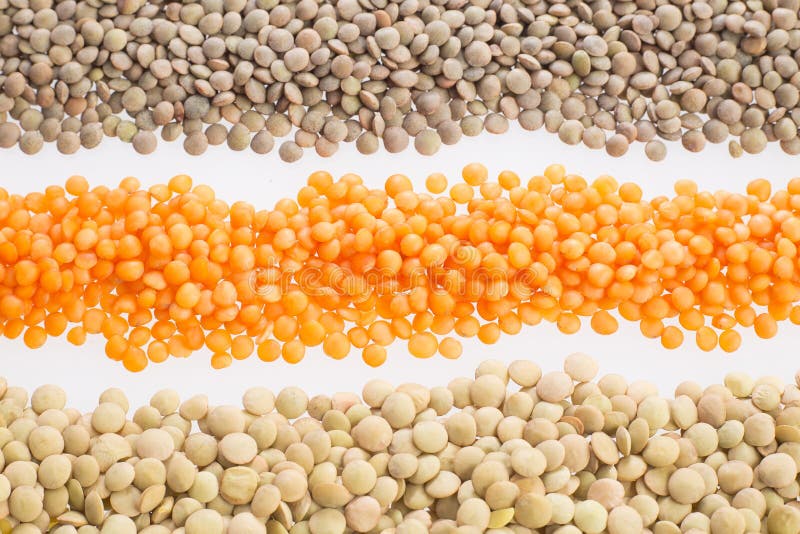 Three Types of Lentils - Lens Culinaris Stock Photo - Image of ...