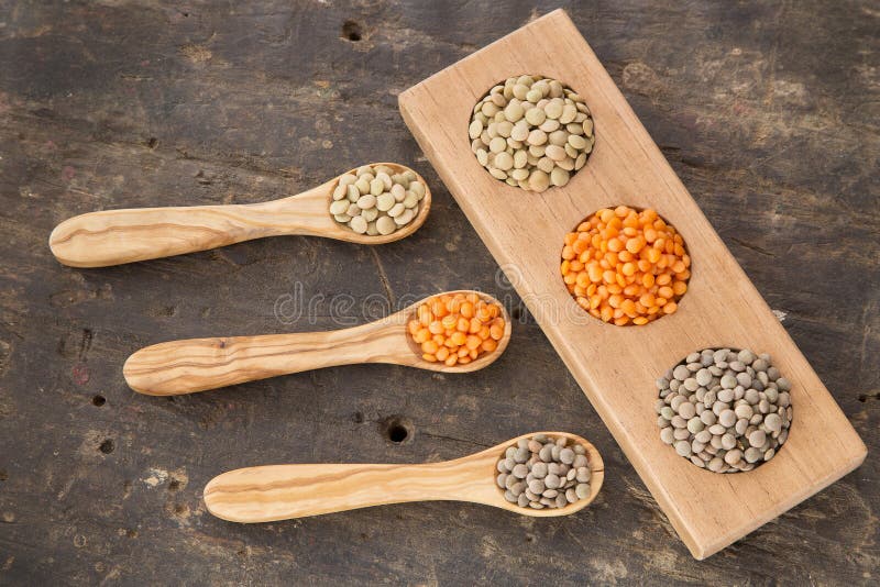 Three Types of Lentils - Lens Culinaris Stock Photo - Image of ...