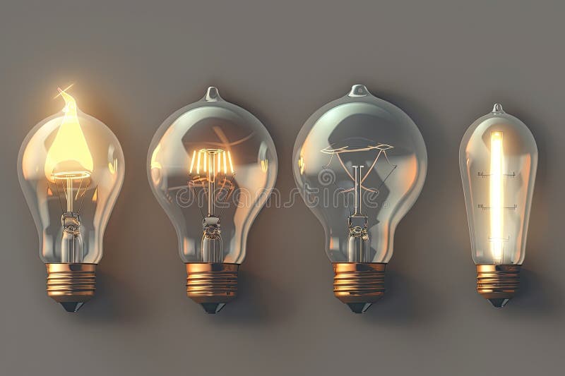 Three Types of Light Bulbs are Next To Each Other on a Table Stock ...