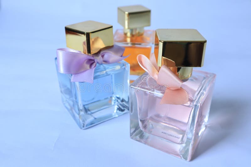 Three Types of Perfume on White Isolated Background Stock Photo - Image ...