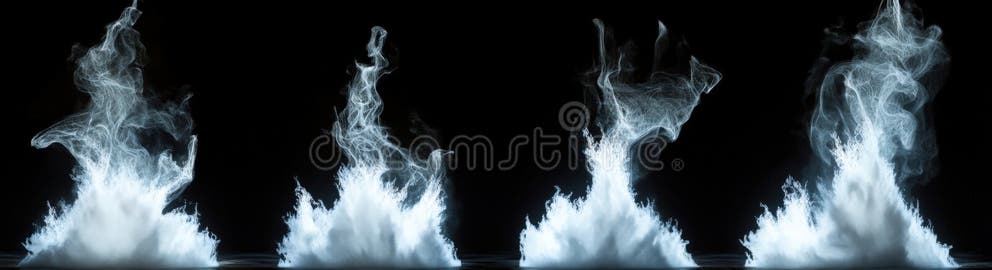 Three Types of Smoke are Emerging from a Pipe on a Black Background ...