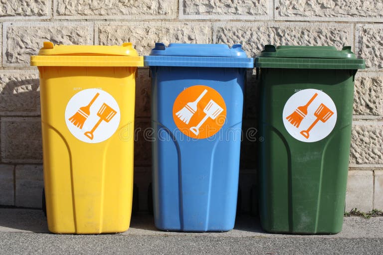 Three Types of Trash Cans for Sorting Garbage, Budapest, Hungary Stock ...
