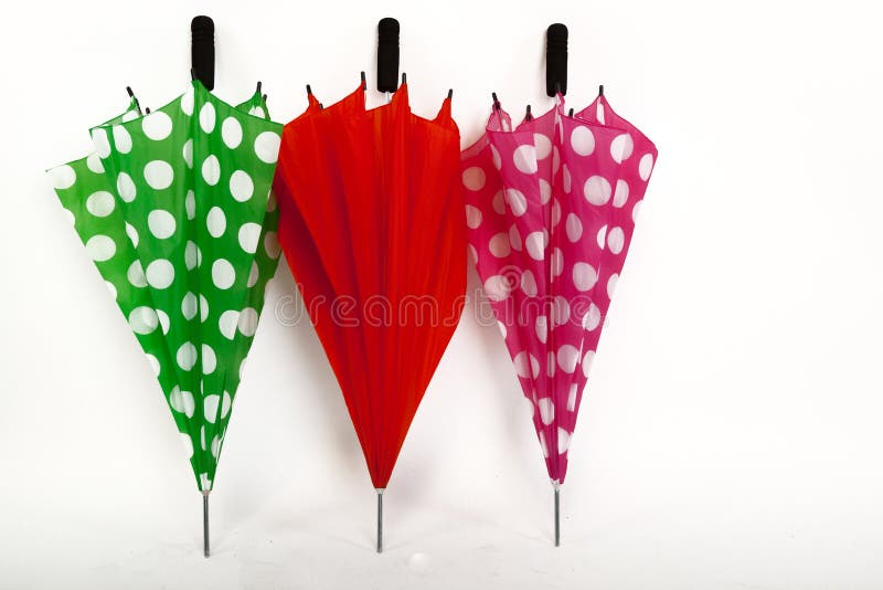 Three Umbrellas on a White Isolated Background Stock Illustration - Illustration of handle ...