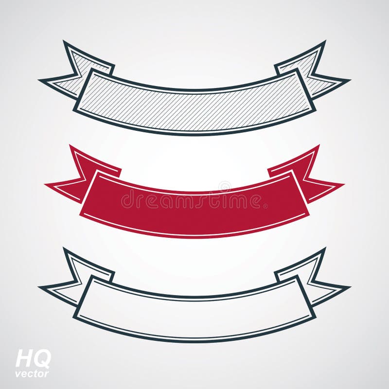 Three Undulate Vector Festive Ribbons, Classic Design Stripe ...