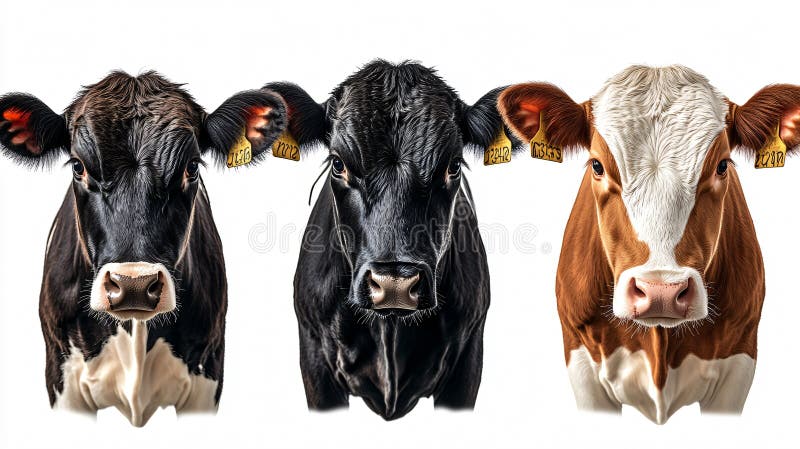 Three Unique Cow Portraits Showcase Diverse Characteristics Expressions ...