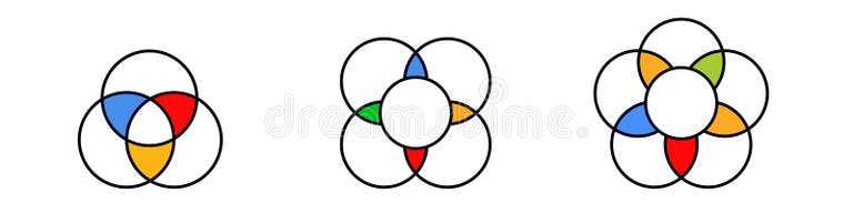 Three Unique Overlapping Circle Designs Showcasing Bold Colors and ...