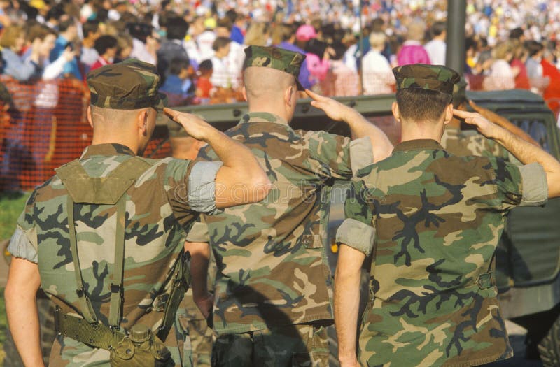Three United States Marines Saluting, Washington, D.C Editorial Stock ...