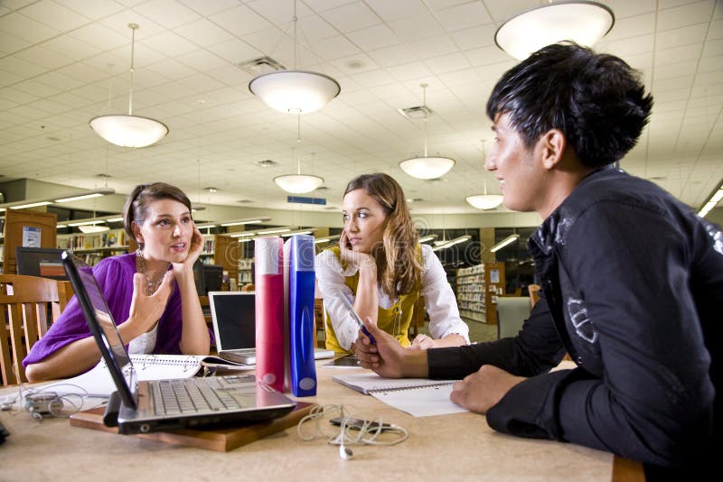 Three University Students Studying Together Stock Photo - Image of ...
