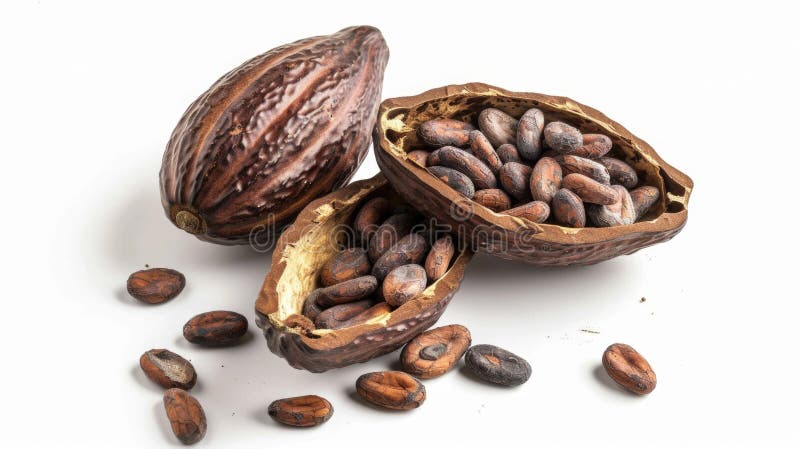 Three Unopened Cocoa Pods with a Few Unopened Pods on the Ground Stock ...