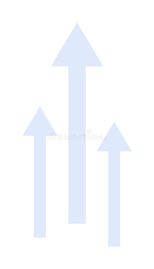 Three Upward Pointing Arrows in Light Blue on White Background, Large ...
