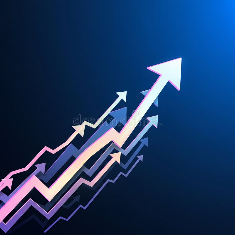 Three Upward-pointing Arrows in a Stylized Zigzag Pattern Create a ...