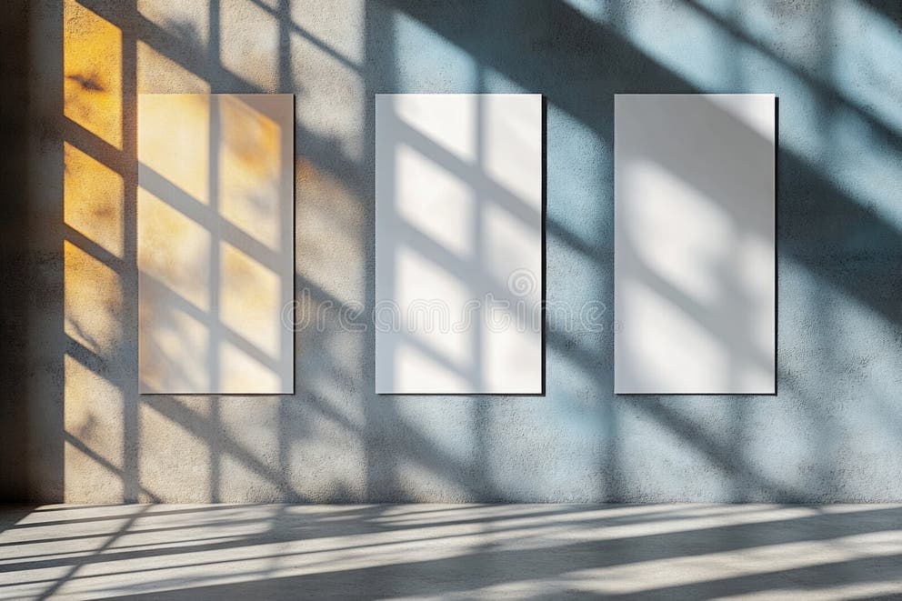 Three Vacant Picture Frames Hang on a Wall, Awaiting Artwork Stock ...