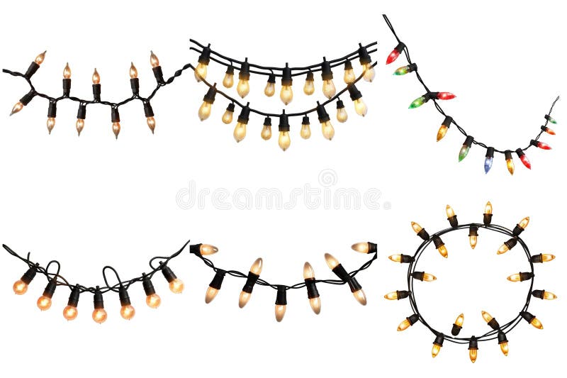 Three Variations of String Lights with Warm White Bulbs Stock ...