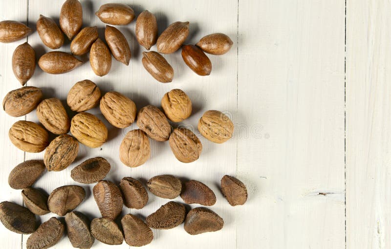 Three varieties of nuts stock photo. Image of shell - 133657816