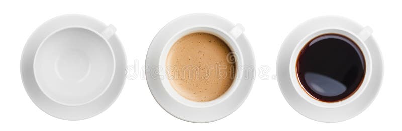 Coffee Cup Top View on White Wood Table Background Stock Image - Image ...