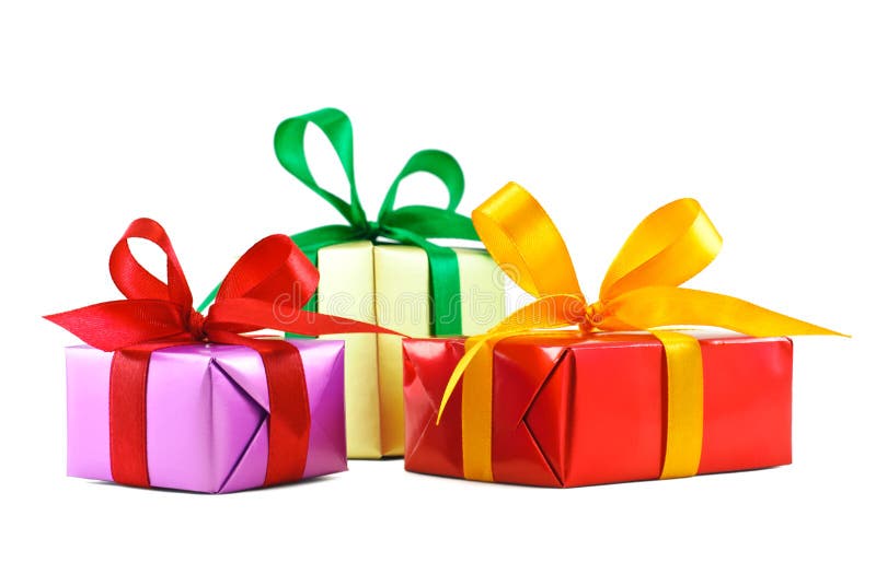 Three Various Gift Wrapped Presents Stock Image - Image of golden ...