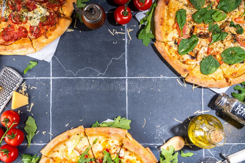 Three Various Served Pizzas Stock Image - Image of crust, epicure ...