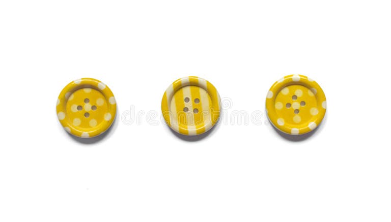 Three Various Yellow Sewing Buttons Isolated on Background Stock Photo ...