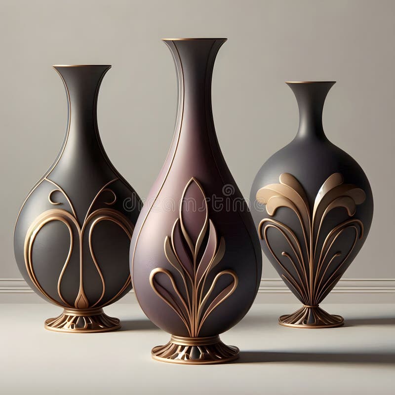 Three Vases in a Row. stock illustration. Illustration of colors ...