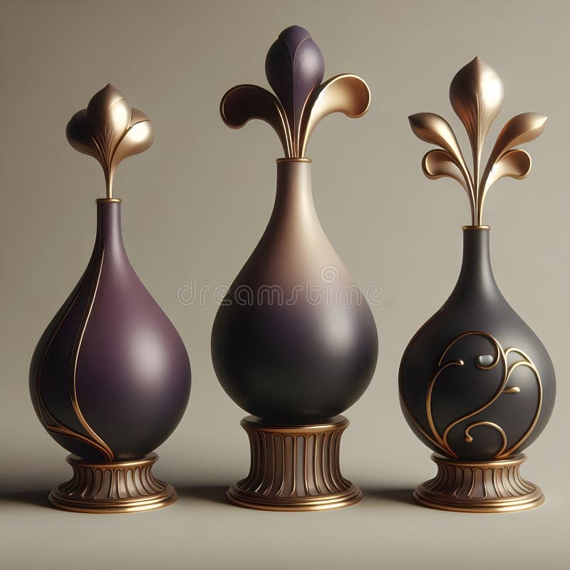 Three Vases in a Row. stock illustration. Illustration of organized ...