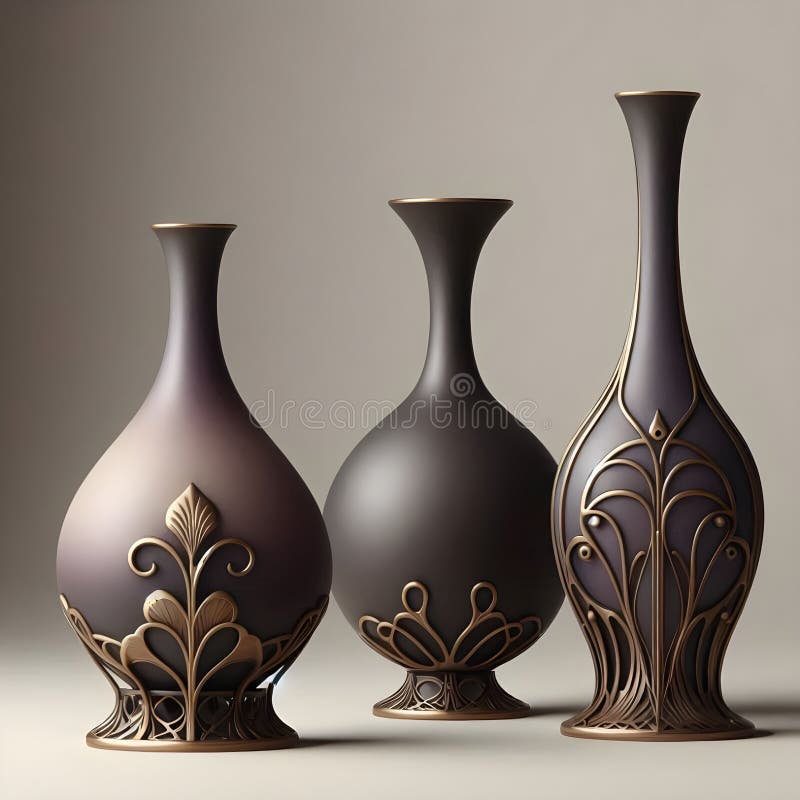 Three Vases in a Row. stock illustration. Illustration of still - 324356580