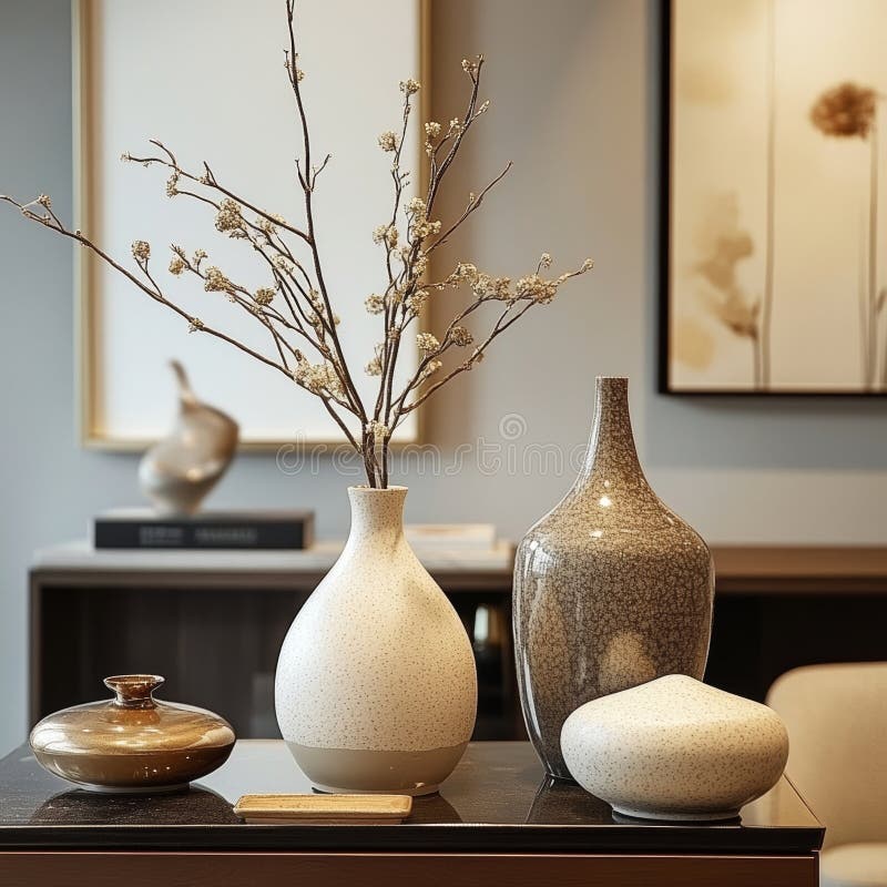 Three Vases are on a Table, with One of Them Being a Tall, Slender Vase ...