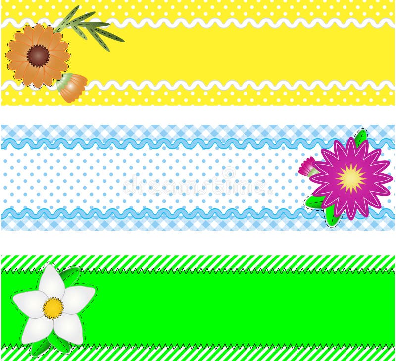 Three Vector Borders with Flowers and Copy Space Stock Vector ...