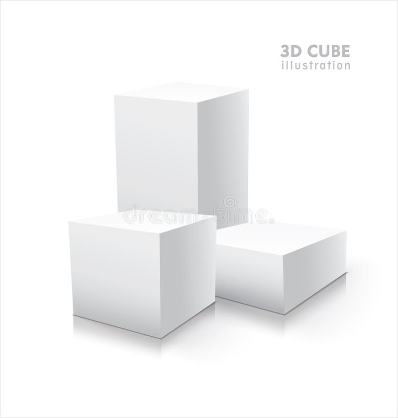 Three Vector 3D Cubes Isolated on White Background Stock Vector ...