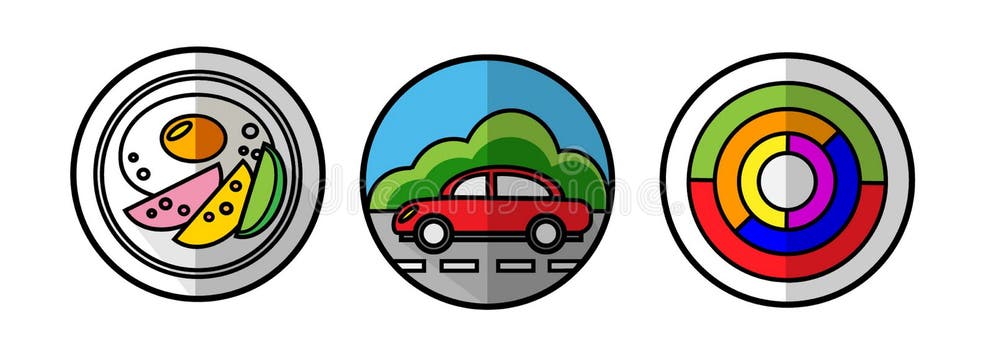 Three vector flat icons stock vector. Illustration of flat - 150886310