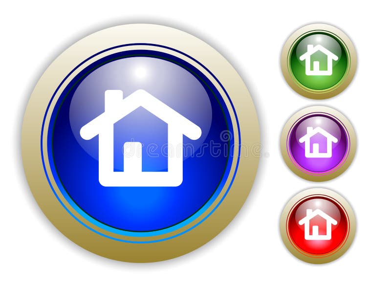 Three Vector Home Button Illustrations Stock Vector - Illustration of ...