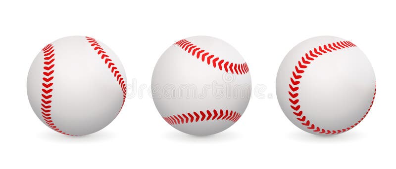 Three Vector Isolated Baseball Balls Stock Vector - Illustration of ...